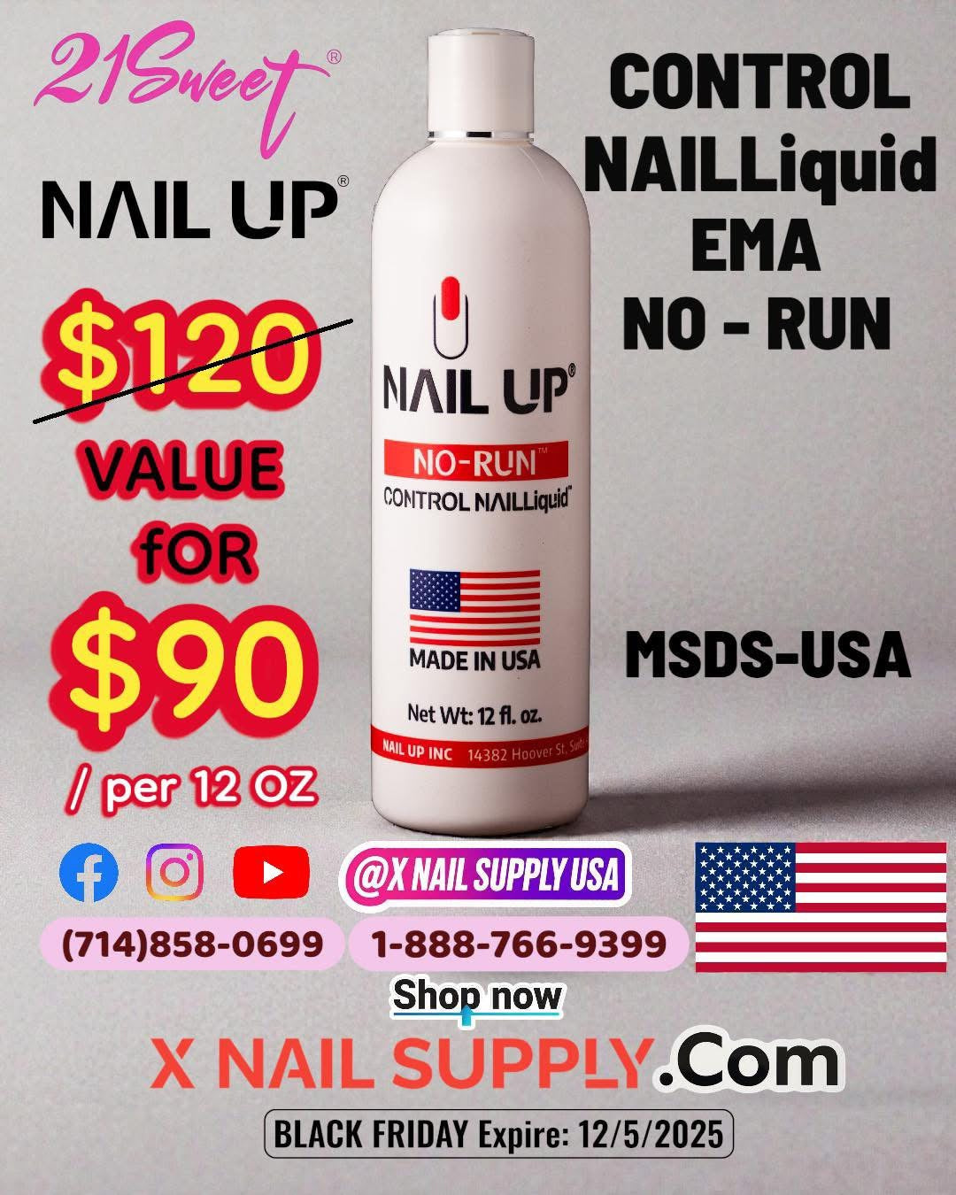 CONTROL NAIL Liquid EMA, 12OZ. MSDS-USA. NAIL UP. NOW $100(REG. $120 ...